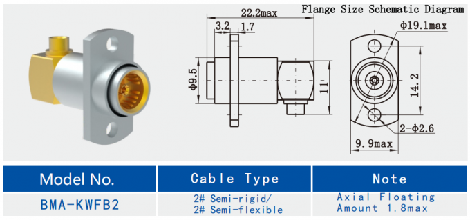 BMA Female Right Angle Axial Floating Mount RF Connector For 2#Semi ...