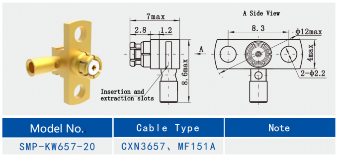 Gold Plated SMP Female Jack Right Angle Flange Mount RF Coaxial Connector