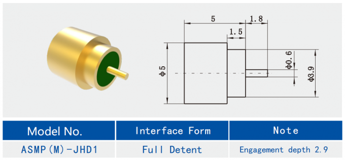 Hermtically Sealed ASMP Male PCB Mount RF Connector Full Detent Plug
