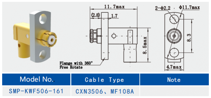 SMP Female Right Angle 2-hole Flange RF Connector For CXN3506/MF108A ...